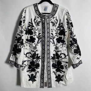 Chico's | Jackets & Coats | Nwt 20 Chicos Black White Embroidered ...